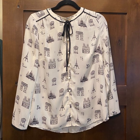 Talbots | Tops | Talbots Tie Front Paris Blouse Barely Worn Size Medium ...